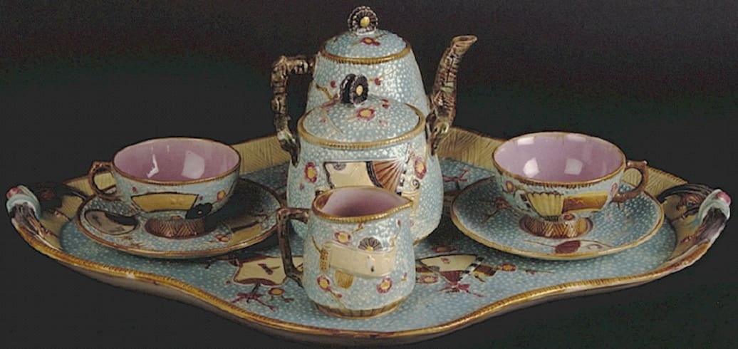 S_Fielding_Fan_and_Scroll_Tea_Set_with_Tray - Majolica International ...